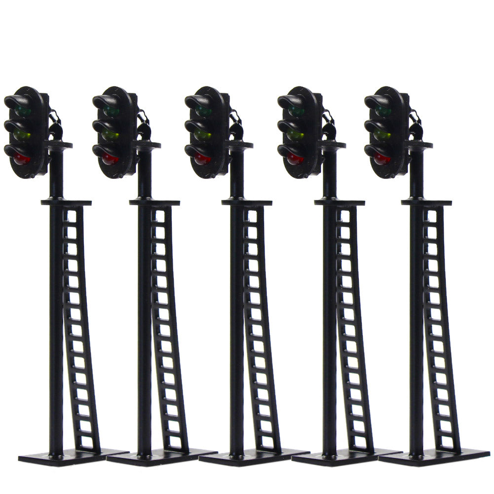 JTD04 5pcs HO Scale 3-Light Block Signals G/Y/R 12V