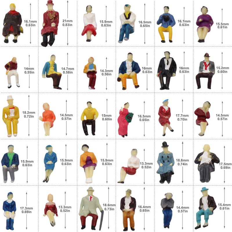P8711 60pcs HO Scale 1:87 Seated People Sitting Figures